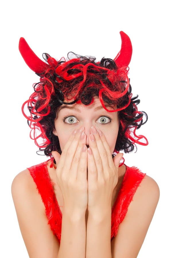 The Woman Devil in Funny Halloween Concept Stock Photo - Image of ...