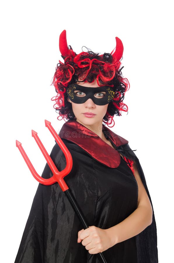 The Woman Devil in Funny Halloween Concept Stock Image - Image of devil ...