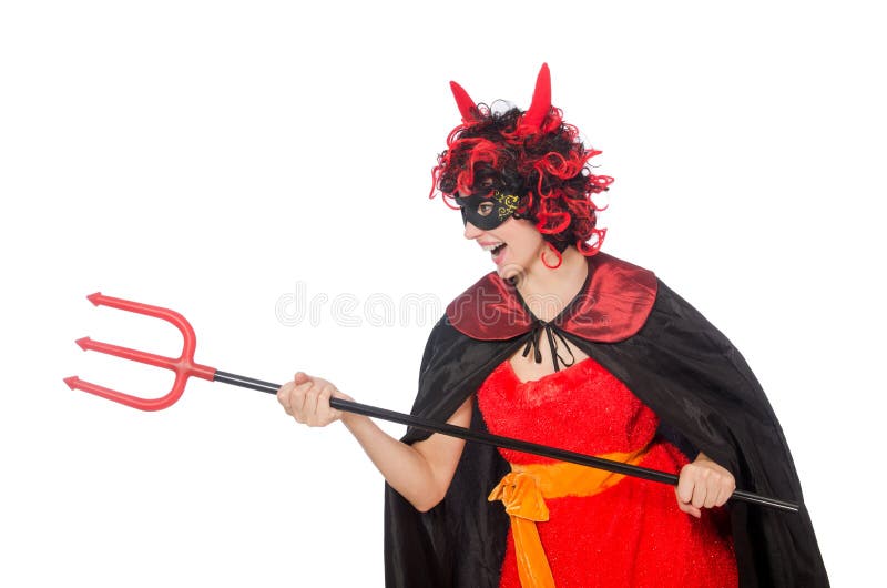 The Woman Devil in Funny Halloween Concept Stock Photo - Image of hell ...
