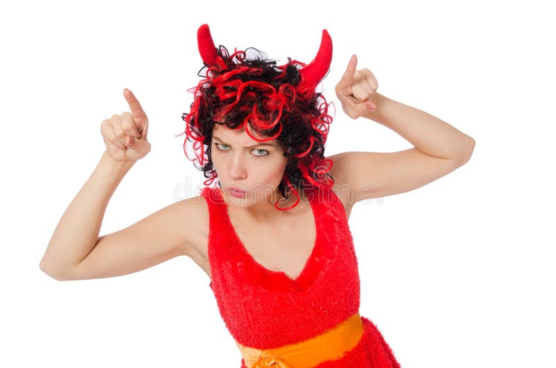 The Woman Devil in Funny Halloween Concept Stock Image - Image of ...