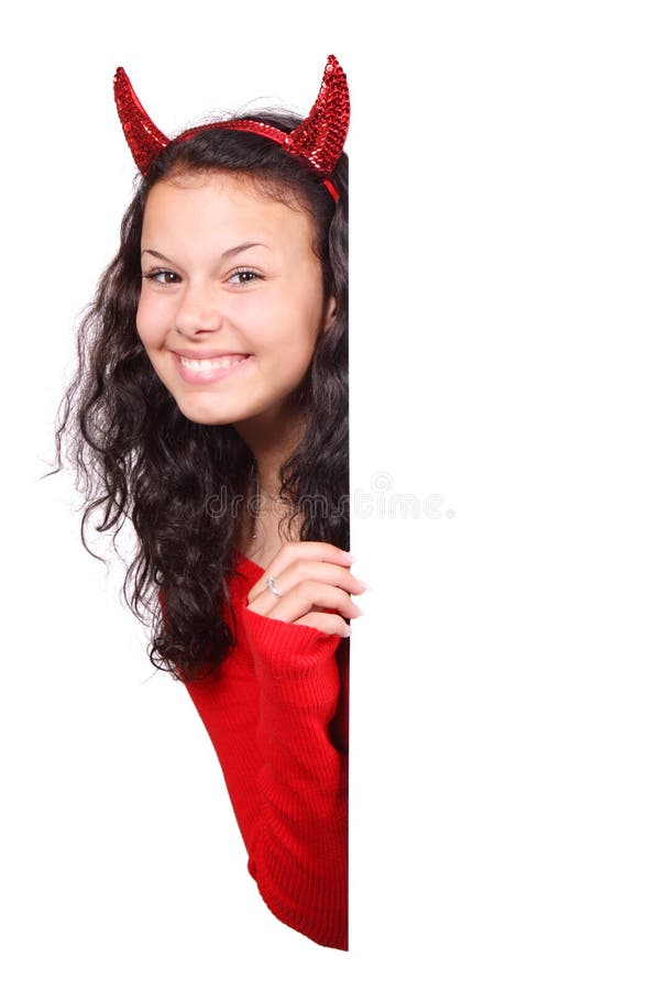 Woman with devil horns stock photo. Image of costumed - 83036138
