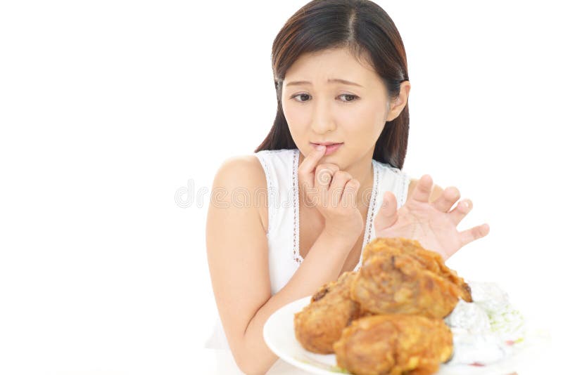 Woman on diet stock image. Image of chicken, food, anxiety - 92729255