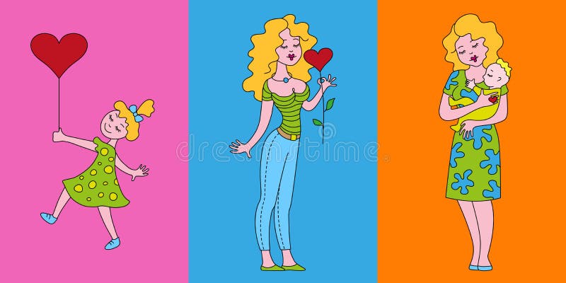 Woman Life Stages Development Stock Vector Illustration Of Cycle