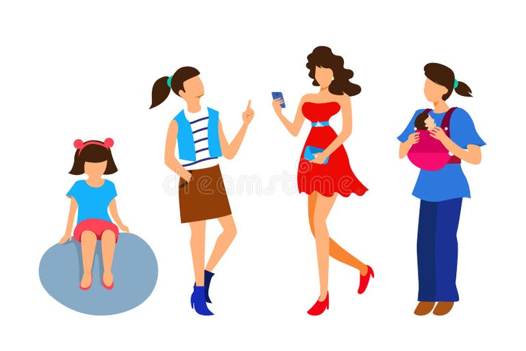 All Age Generation Women Set Stock Illustrations 19 All Age