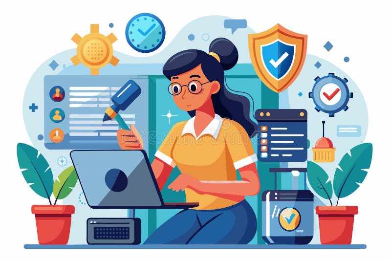 A Woman is Diligently Working on a Security System Maintenance Task ...