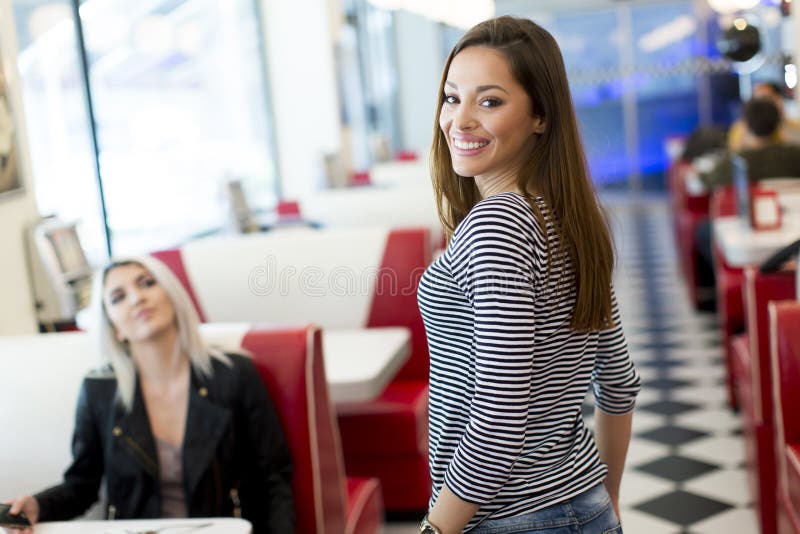 Woman in the diner stock photo. Image of cafe, bistro - 70565590