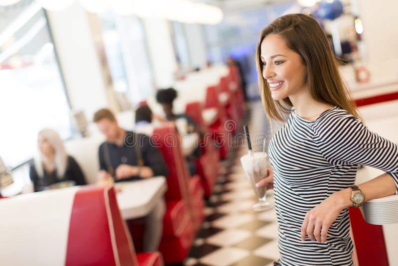 Woman in the diner stock photo. Image of gourmet, french - 76794452
