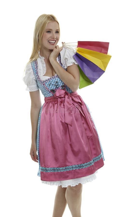 Woman in Dirndl Holds Gingerbread Heart Stock Image - Image of brown ...