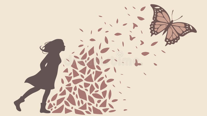 Woman Dissolving Shapes, Transformation Change, Vector Design ...