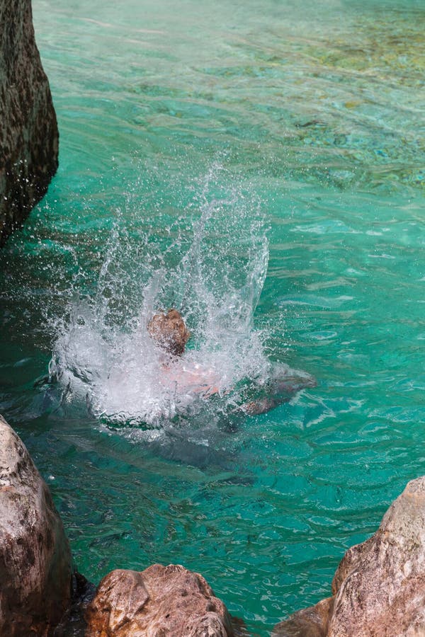 Woman Diving into the Soca River Stock Photo - Image of gorgeous ...