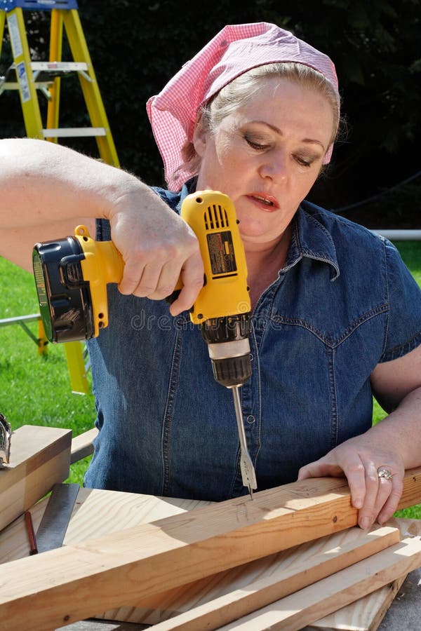 Woman Do it Yourself Project Stock Image - Image of drilling, prepare ...