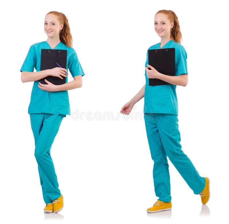 The Woman-doctor with Binder Isolated on White Stock Photo - Image of ...