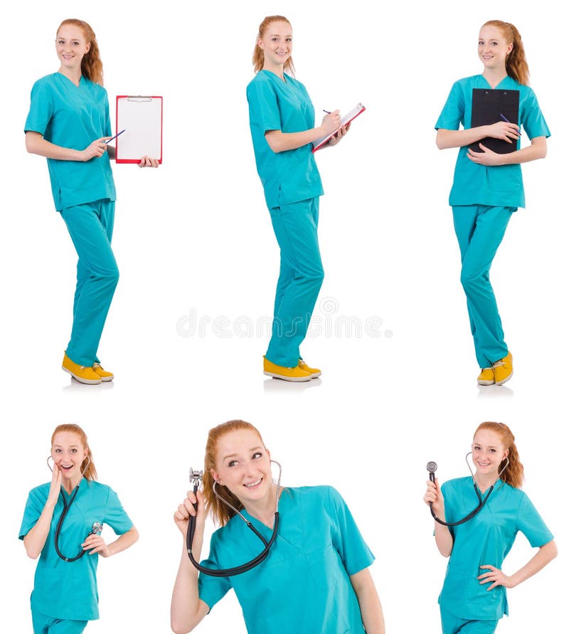 The Woman-doctor with Binder Isolated on White Stock Photo - Image of ...