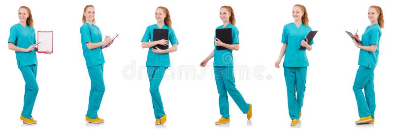 The Woman-doctor with Binder Isolated on White Stock Photo - Image of ...