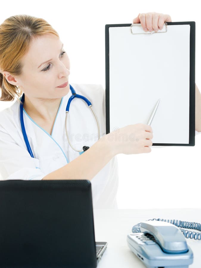 A Woman Doctor Consultant with a White Board Stock Image - Image of ...