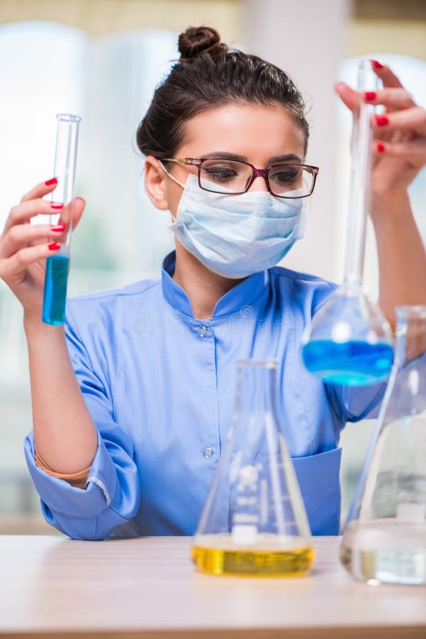 The Woman Doctor Doing Chemical Tests in Laboratory Stock Image - Image ...