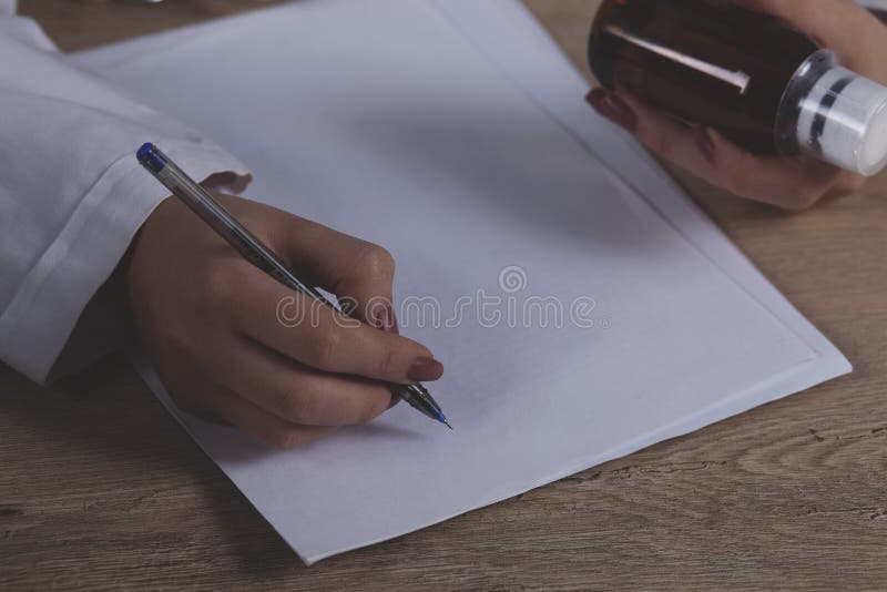 Woman doctor hand document stock photo. Image of healthcare - 178284746