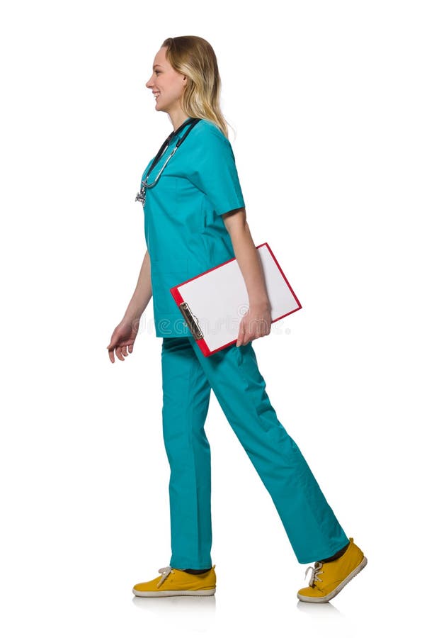 Full Length Portrait of Running Doctor Woman Stock Image - Image of ...