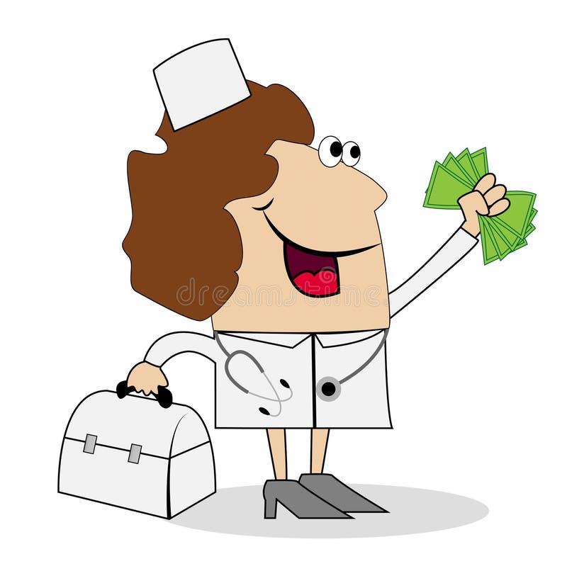 Woman Doctor with Money in Hand Stock Vector - Illustration of worker ...