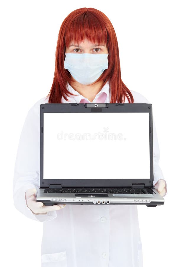 Woman - Doctor Shows a Computer Screen Stock Photo - Image of doctor ...