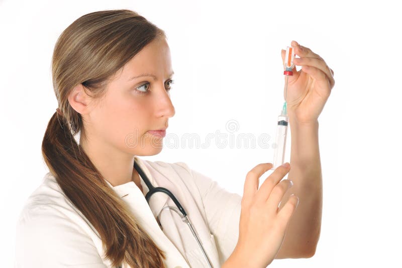 Woman doctor with syringe stock photo. Image of nurse - 11211192