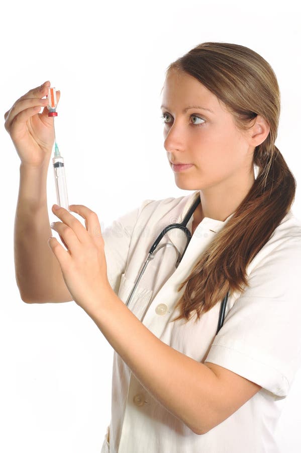 Woman doctor with syringe stock image. Image of nurse - 11211197