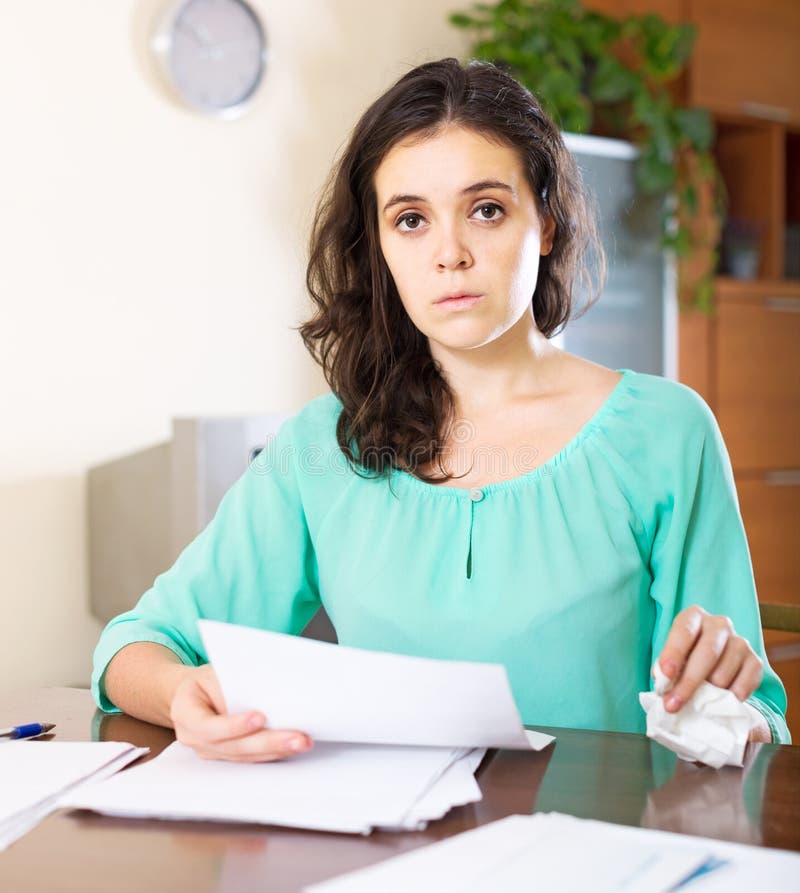 Woman with Documents in Hand Stock Photo - Image of serious, woman ...