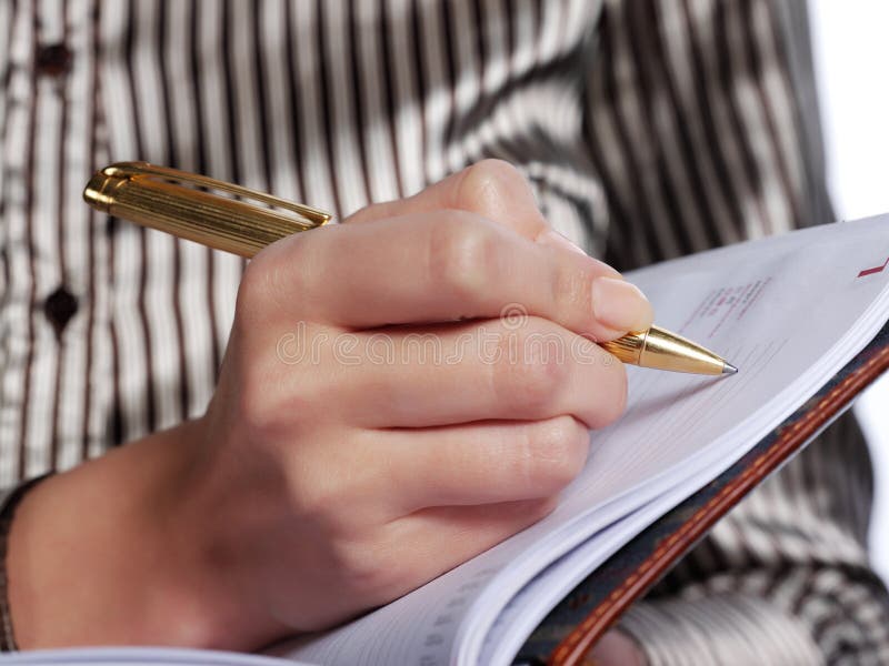 The Woman Does Records by a Pen Stock Image - Image of center, growth ...