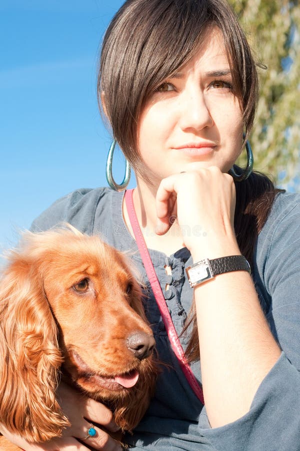 Woman with dog stock photo. Image of beautiful, face - 11103188