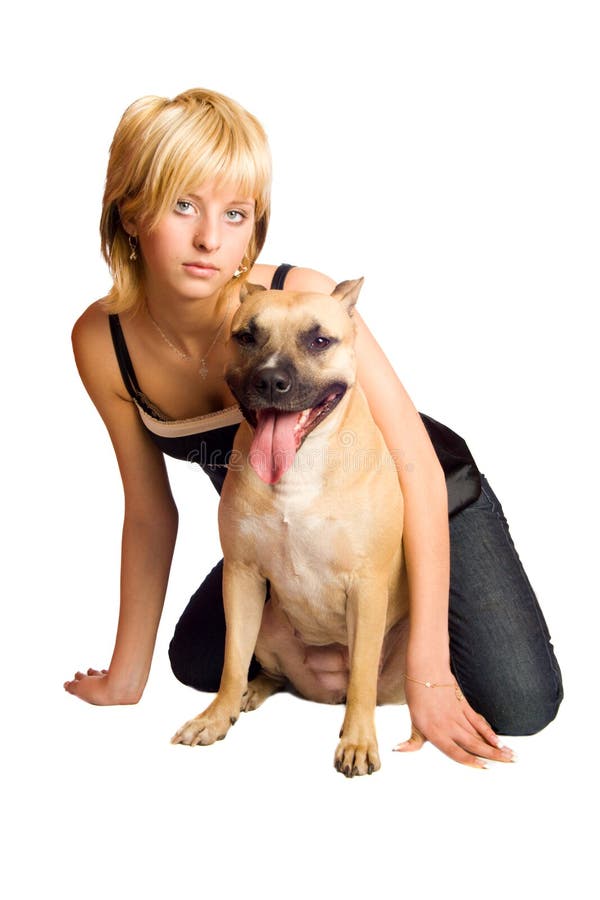 Woman and dog stock image. Image of teenager, american - 11456433