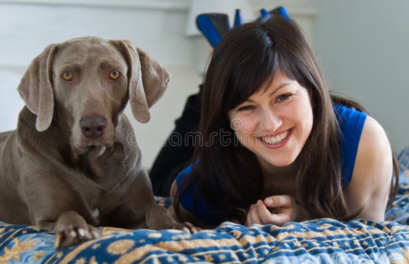 Woman with dog stock photo. Image of animal, love, canine - 13122768