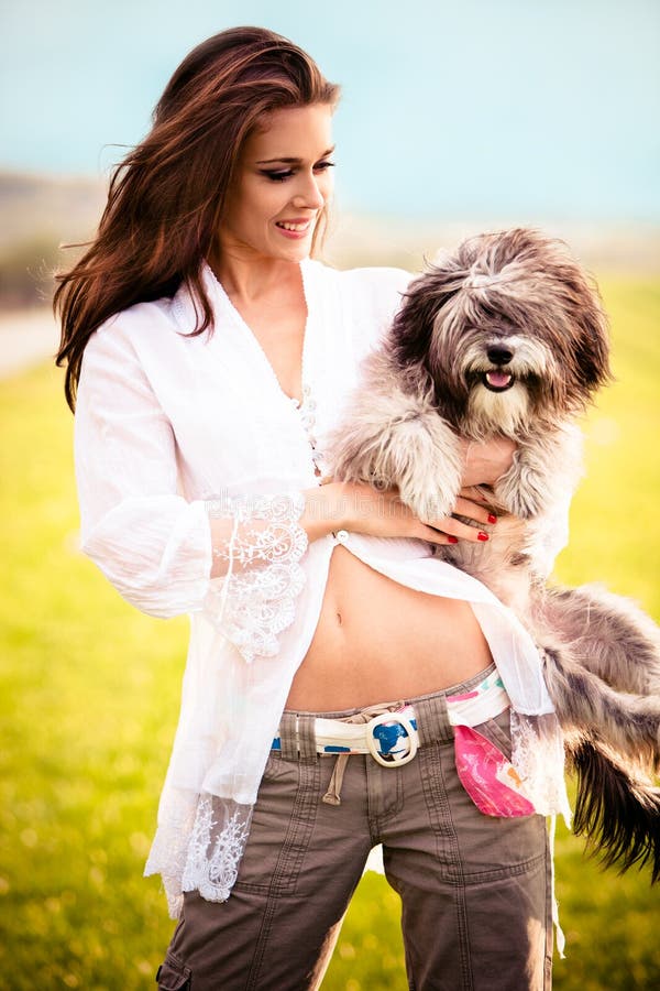 Woman and dog stock photo. Image of caucasian, happy - 19210790