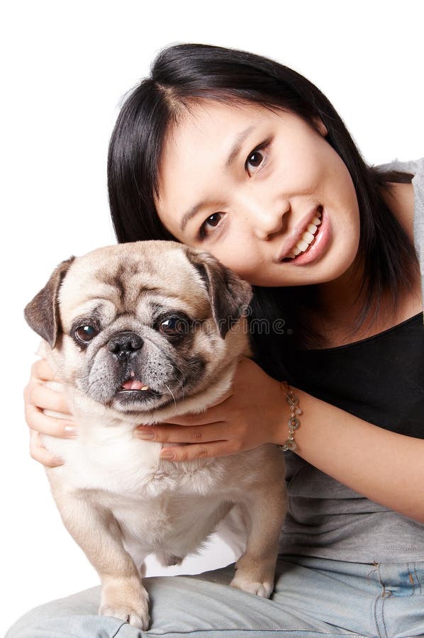 Woman and dog stock photo. Image of asian, doggie, grown - 4495842
