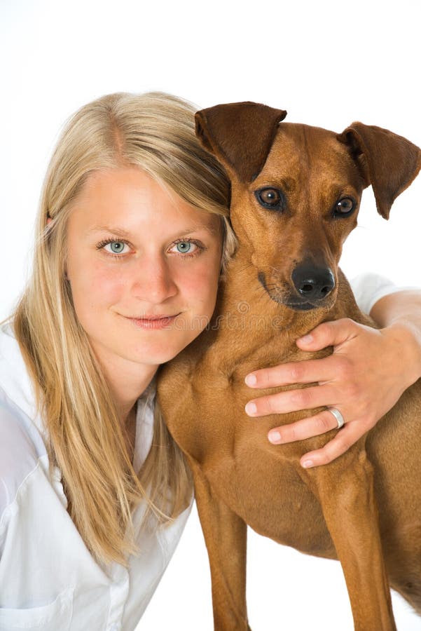 Woman with dog stock photo. Image of cute, hair, breed - 41664302