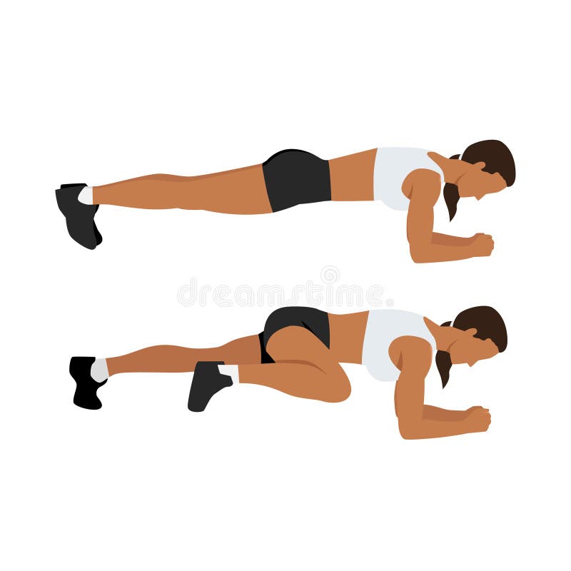 Woman Doing Abdominal Exercise Position Introduction with Plank Knee To ... Woman Doing Abdominal Exercise Position Introduction with Plank Knee To ...