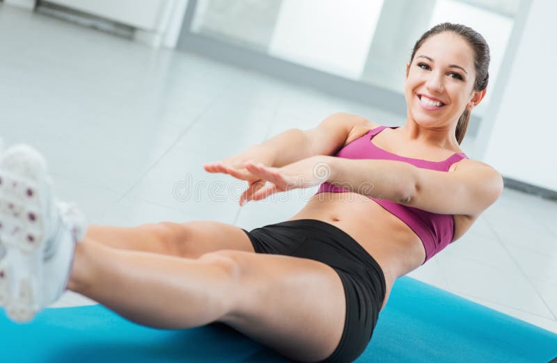 Woman Doing Abdominal Exercises Stock Image Image Of Flexing