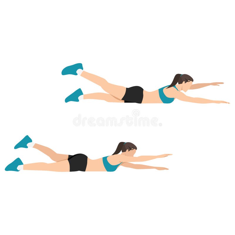 Woman Doing Alternating Superman Exercise Stock Vector - Illustration ...