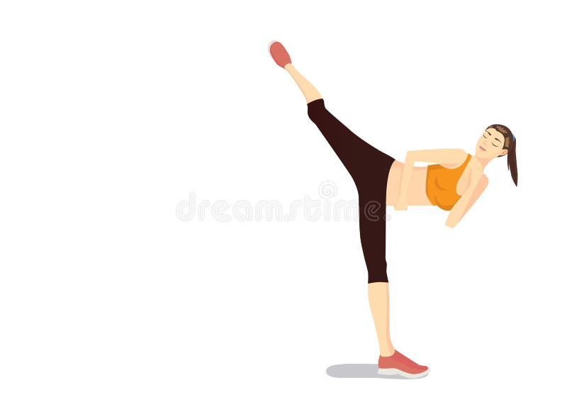 Woman Doing Body Combat Workout Stock Vector - Illustration of high ...
