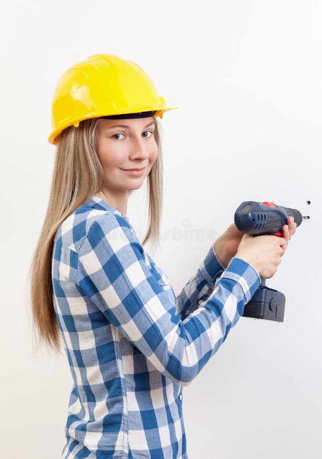 Woman Doing Diy Work Wearing Protective Helmet Stock Photos - Free ...