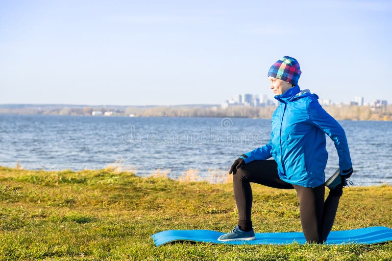 Woman Doing Exercise in Outdoor Workout in Warm Clothes Editorial Image ...