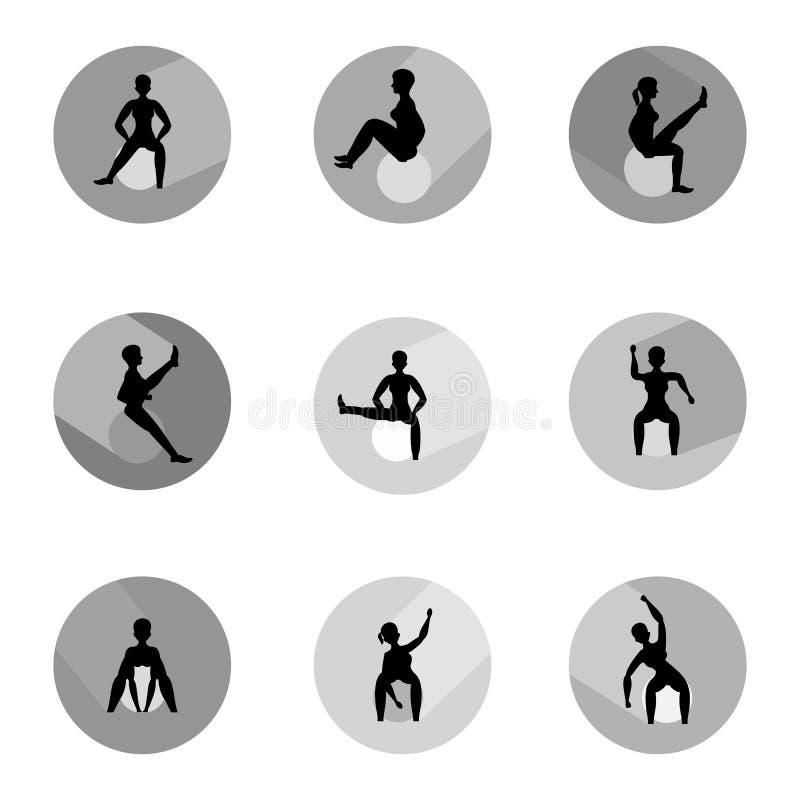 Woman Doing Exercises with Ball. Stock Vector - Illustration of happy ...