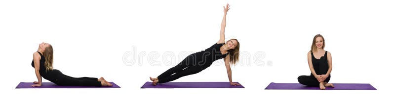 Woman Doing Exercises Isolated on White Stock Image - Image of athlete ...