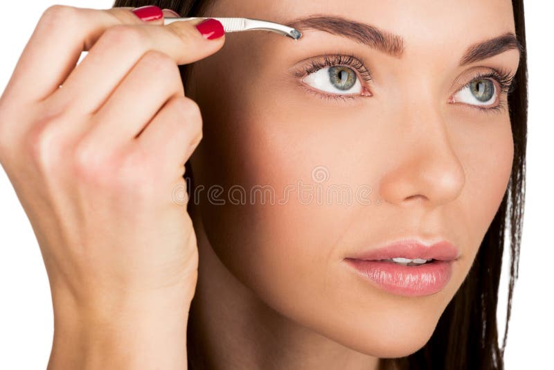 Woman Doing Eyebrow Correction Stock Image - Image of cosmetic, makeup ...