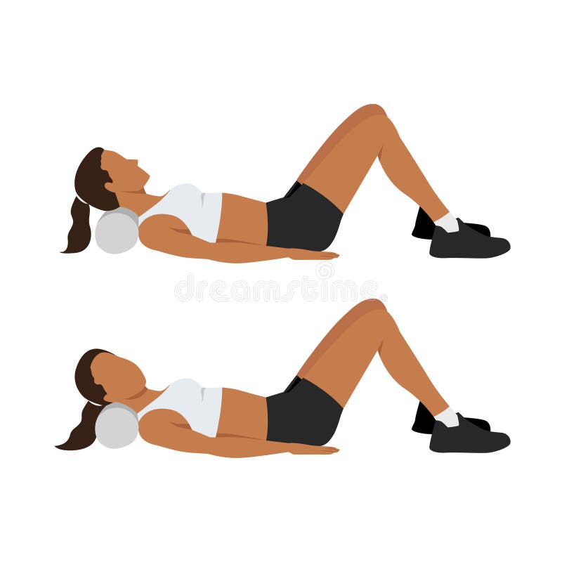 Woman Doing Foam Roller Neck Release Exercise Stock Illustration ...