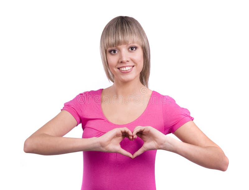 Woman Doing a Heart Symbol with Her Hand Stock Photo - Image of romance ...
