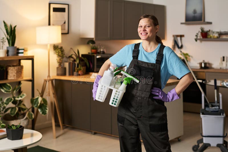 Woman Doing Housework in Apartment Stock Image - Image of cleaner ...