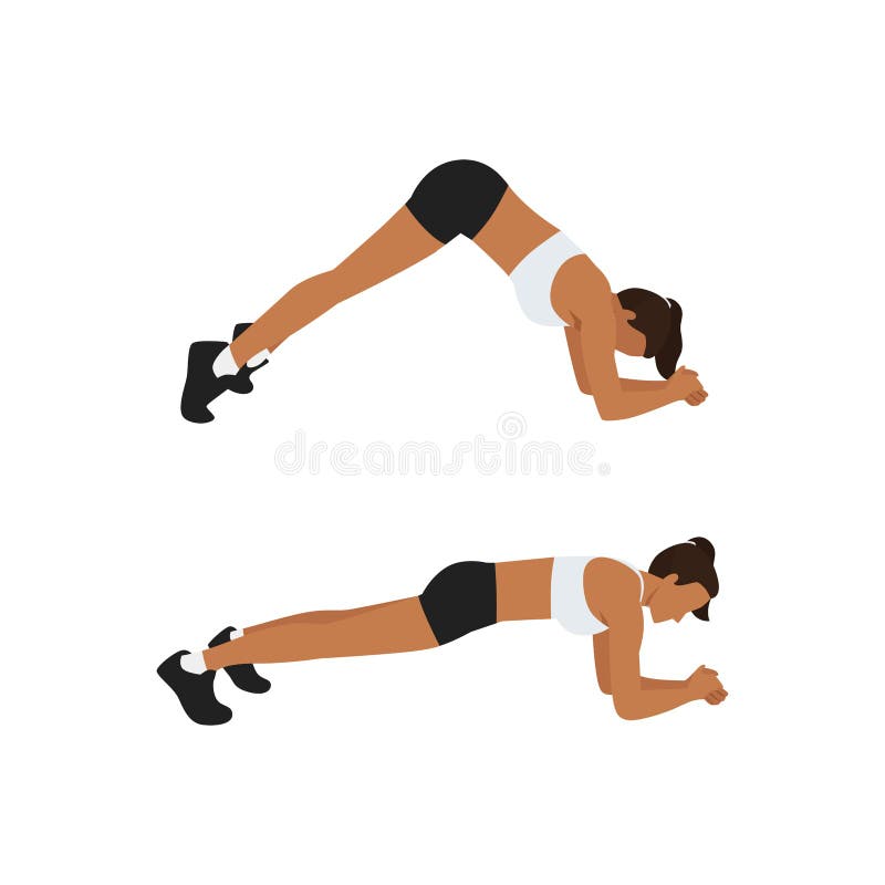 Woman Doing Inverted V Plank Exercise Flat Vector Stock Vector ...