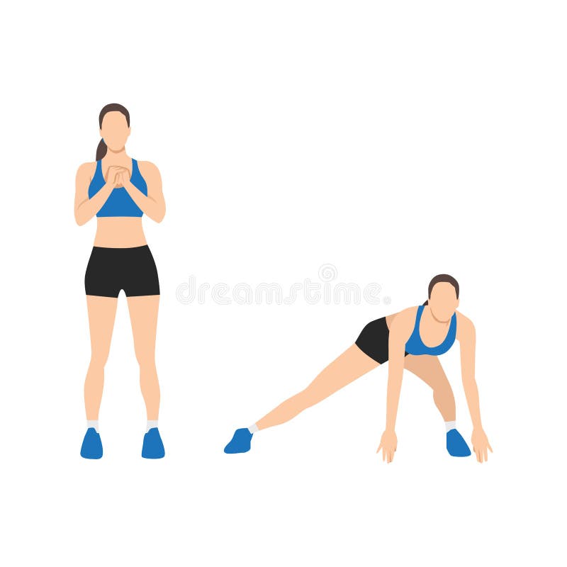 Woman Doing Lateral Lunges To Floor Touches Exercise. Stock Vector ... Woman Doing Lateral Lunges To Floor Touches Exercise. Stock Vector ...