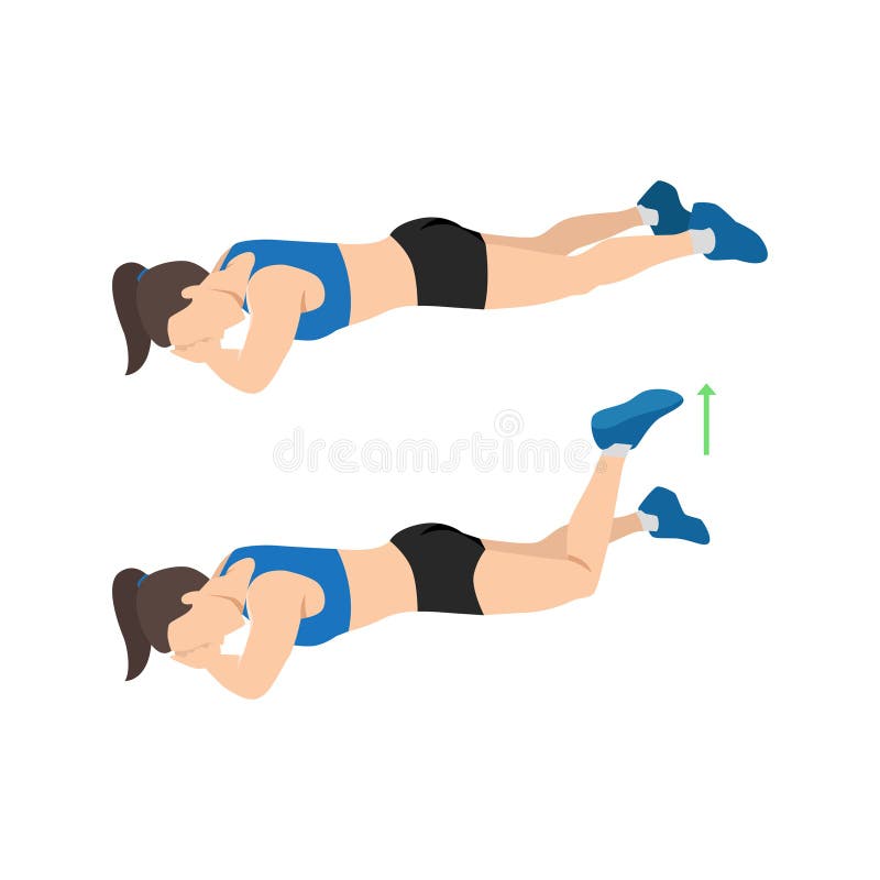 Man Doing Prone or Lying Knee Bends Exercise. Flat Vector Stock ...