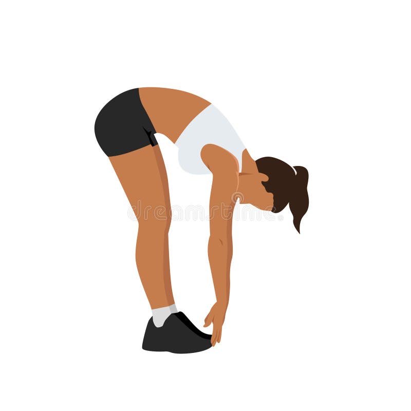 Woman Doing Ragdoll. Forward Bend Stock Illustration - Illustration of ...